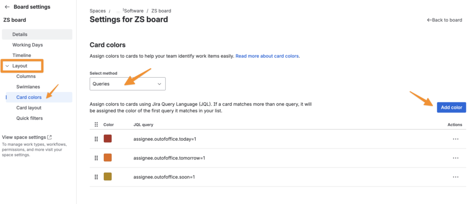 Board Card Colors - Visual Status - Out of Office Assistant for Jira Cloud